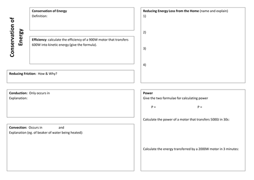 Conservation of Energy Revision Pack | Teaching Resources