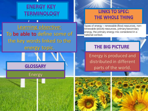 Legacy AQA AS Level specification. Energy key terms | Teaching Resources
