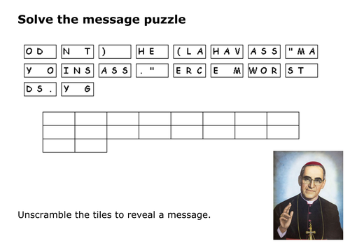 Solve the message puzzle from Oscar Romero | Teaching Resources