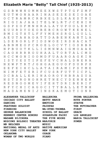 Maria Tallchief Word Search | Teaching Resources