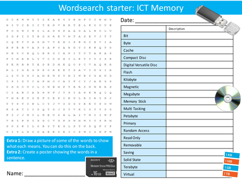 Ict Computing Memory And Storage Ks3 Gcse Wordsearch Crossword Anagram