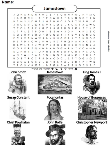 Jamestown Word Search | Teaching Resources