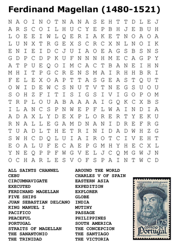 Ferdinand Magellan Word Search | Teaching Resources