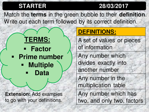 Factors, Multiple, Prime and Venn Diagram | Teaching Resources