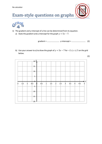 GCSE 9-1 Exam-style Questions on Graphs — 42 Questions and Answers ...
