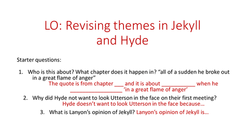 Jekyll and Hyde theme revision | Teaching Resources
