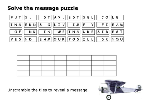 Solve the message puzzle from Charles Lindbergh | Teaching Resources
