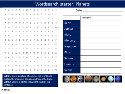 Science Physics The Planets Wordsearch Crossword Anagrams Keyword ...