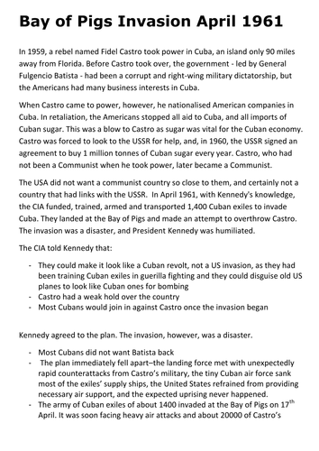 The Bay of Pigs Activity Pack | Teaching Resources