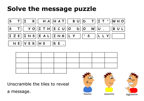 Solve the message puzzle on bullying | Teaching Resources