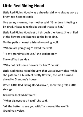 Little Red Riding Hood Story Handout | Teaching Resources