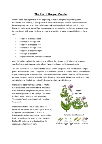 The Life of Gregor Mendel | Teaching Resources