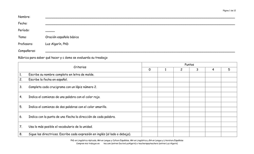 El recurso docente "Crucigrama: Gramática, vocabulario y sintaxis" (4 ...