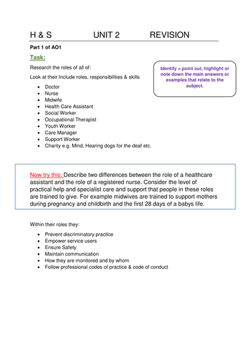 New specification Revision tasks Unit 2 AO1 | Teaching Resources