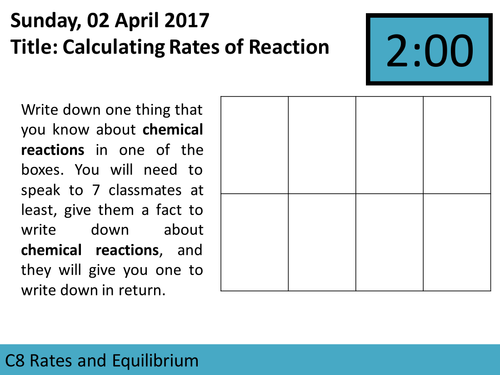 AQA GCSE C8 L1 Calculating Rates of Reaction | Teaching Resources