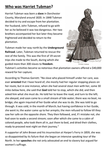 Harriet Tubman and the Underground Railroad | Teaching Resources