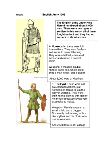Battle of Hastings soldiers information sheet | Teaching Resources