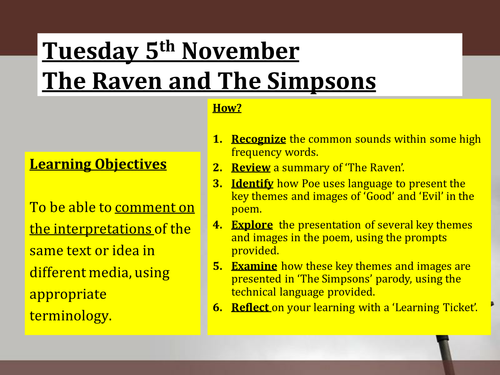 The Raven and The Simpsons (Raven Episode) | Teaching Resources