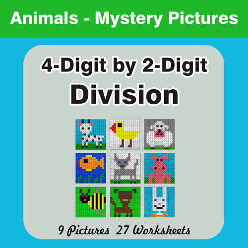 Division: 4-Digit by 2-Digit Mystery Pictures | Teaching Resources