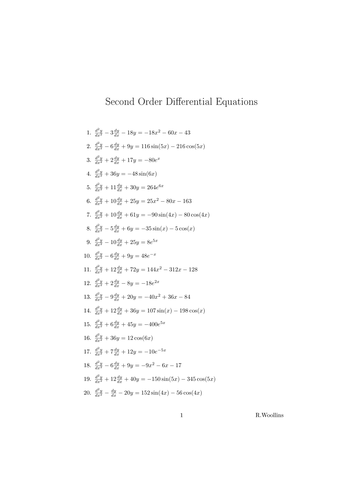 More FP3 Second Order Differential Equations | Teaching Resources