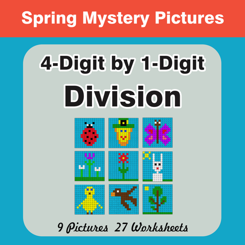 Spring Math: 4-Digit by 1-Digit Division - Mystery Pictures | Teaching ...