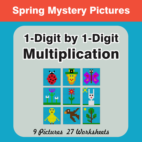 Spring Math: 1-Digit Multiplication - Mystery Pictures | Teaching Resources