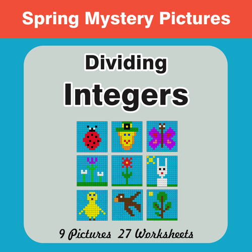 Spring Math: Dividing Integers - Mystery Pictures | Teaching Resources