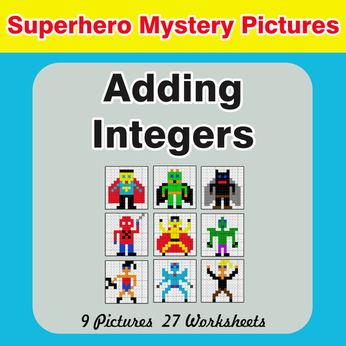 Adding Integers - Color-By-Number Superhero Mystery Pictures | Teaching ...