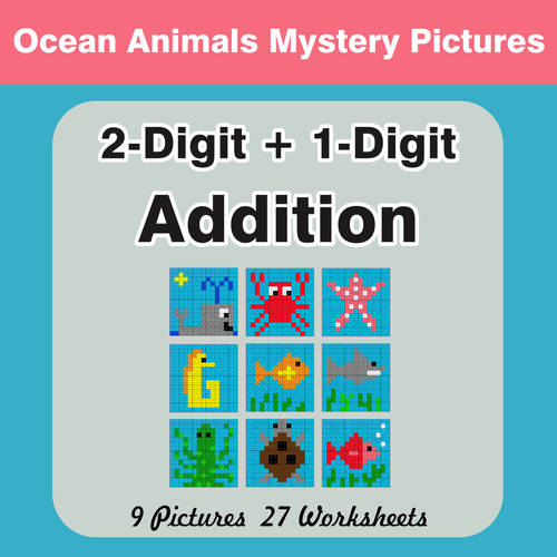 2-Digit + 1-Digit Addition - Color-By-Number Mystery Pictures ...