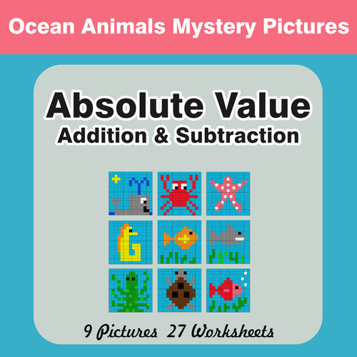 Absolute Value (Addition & Subtraction) Color-By-Number Mystery ...