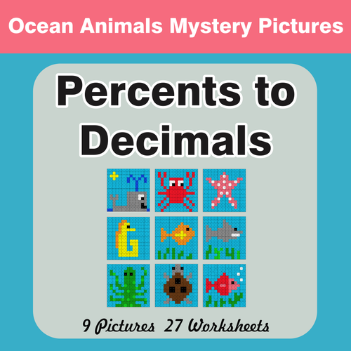 Converting Percents to Decimals - Color-By-Number Mystery Pictures ...