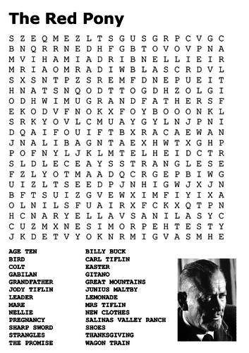 The Red Pony Word Search | Teaching Resources
