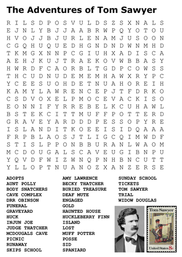 The Adventures of Tom Sawyer Word Search | Teaching Resources