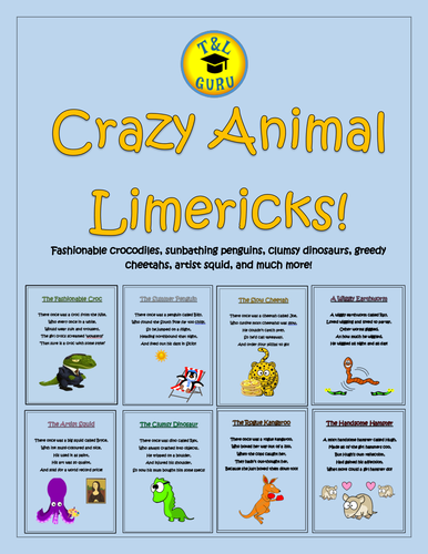 Crazy Animal Limericks Anthology! (Original Poems and Comprehension ...