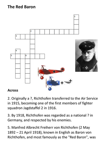 Red Baron Crossword | Teaching Resources