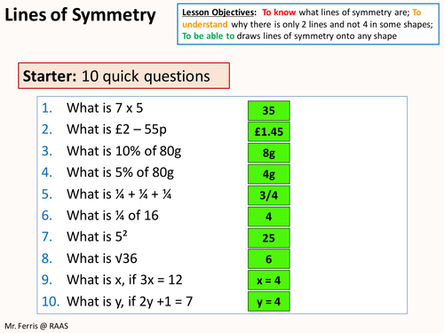 Primary geometry and measures teaching resources: Symmetry | TES