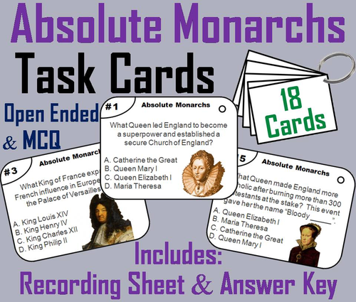 Absolute Monarchs Task Cards | Teaching Resources