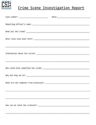 Crime Scene Report Template Crime Investigation Report Template Photos