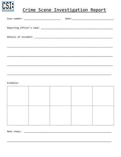 Crime Scene Investigation report aimed at middle ability Y5 | Teaching ...