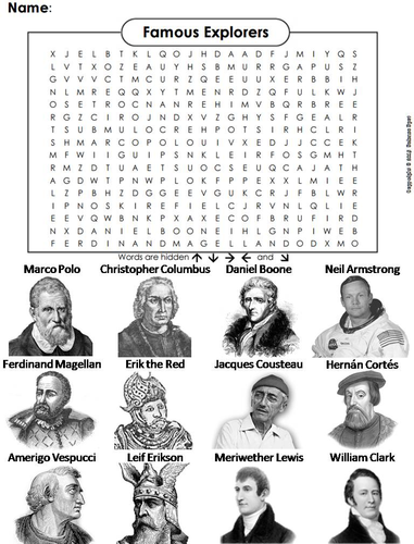 Famous World Explorers Word Search | Teaching Resources