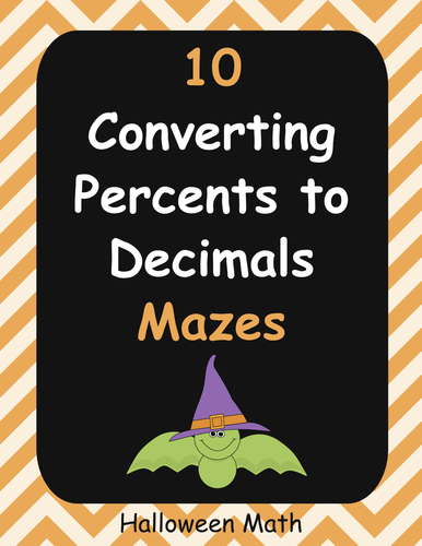 Halloween Math: Converting Percents to Decimals Maze | Teaching Resources