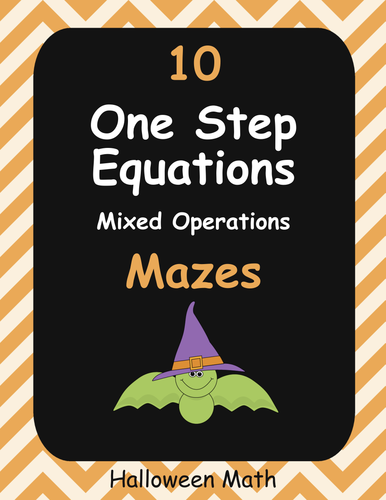 Halloween Math: One Step Equations Maze (Mixed Operations) | Teaching ...