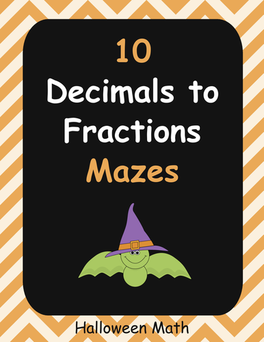 Halloween Math: Decimals to Fractions Maze | Teaching Resources