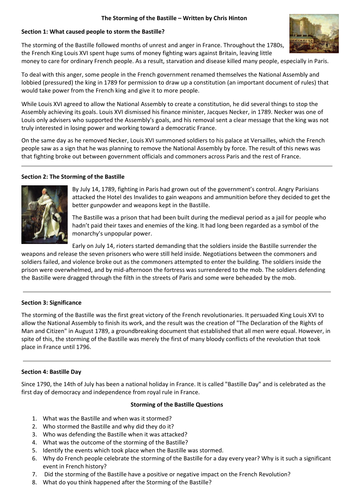 The Storming of the Bastille | Teaching Resources