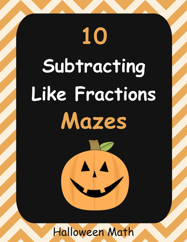 Halloween Math: Subtracting Like Fractions Maze | Teaching Resources