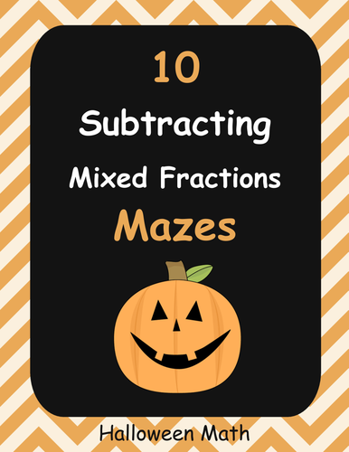 Halloween Math: Subtracting Mixed Fractions Maze | Teaching Resources