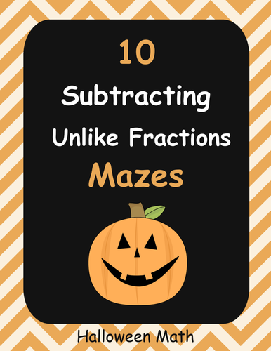 Halloween Math: Subtracting Unlike Fractions Maze | Teaching Resources