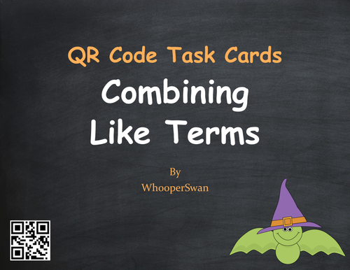 Halloween Math: Combining Like Terms QR Code Task Cards | Teaching ...