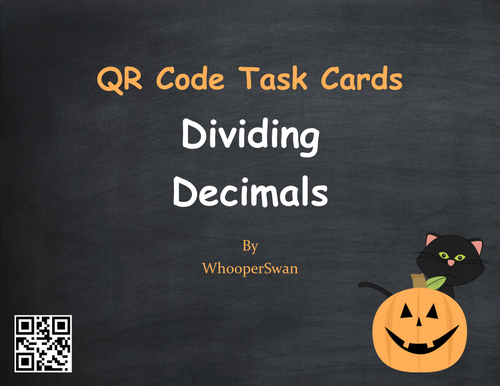 Halloween Math: Dividing Decimals QR Code Task Cards | Teaching Resources