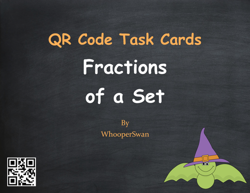 Halloween Math: Fractions of a Set QR Code Task Cards | Teaching Resources